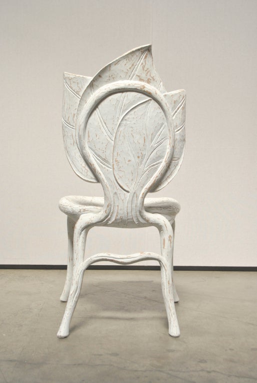 A Set of Six "Leaf" Pattern Carved Wood Chairs at 1stDibs