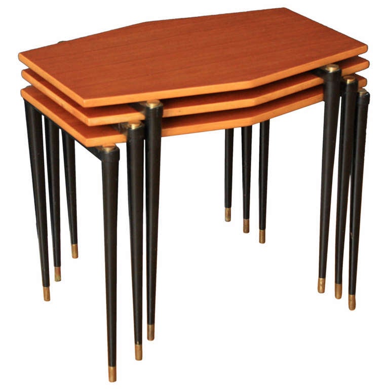 Set of Three Vintage Mid-Century Stacking Tables at 1stdibs