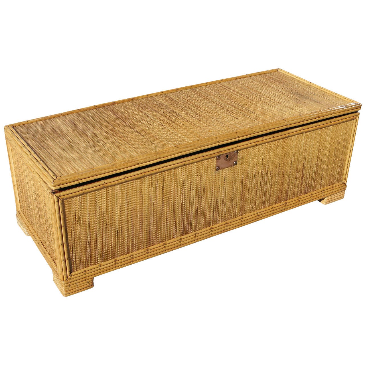 Stick Rattan Trunk with Grass Mat Cover and Solid Cedar Interior at 1stDibs