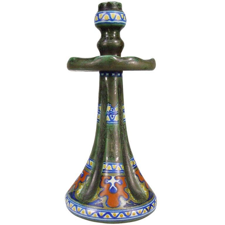 Art Nouveau Candle Holder from Gouda Holland in Candia Pattern at 1stDibs