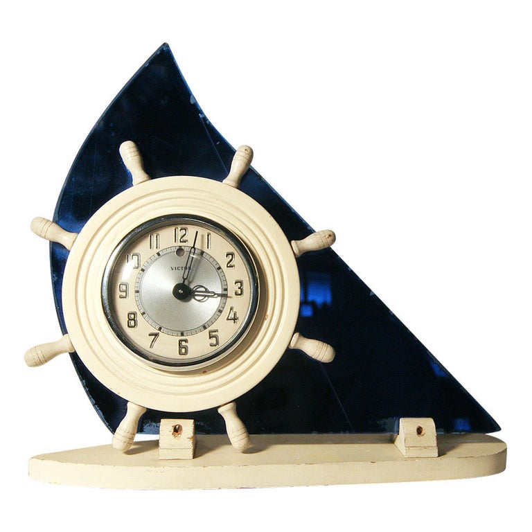 Art Deco Cobalt Blue Glass Sailboat Electric Clock by Victor at 1stDibs ...