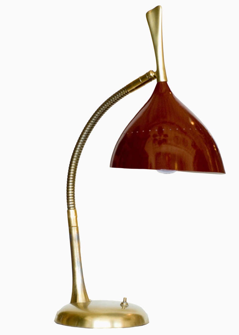Brass Goose-Neck Desk Lamp at 1stDibs