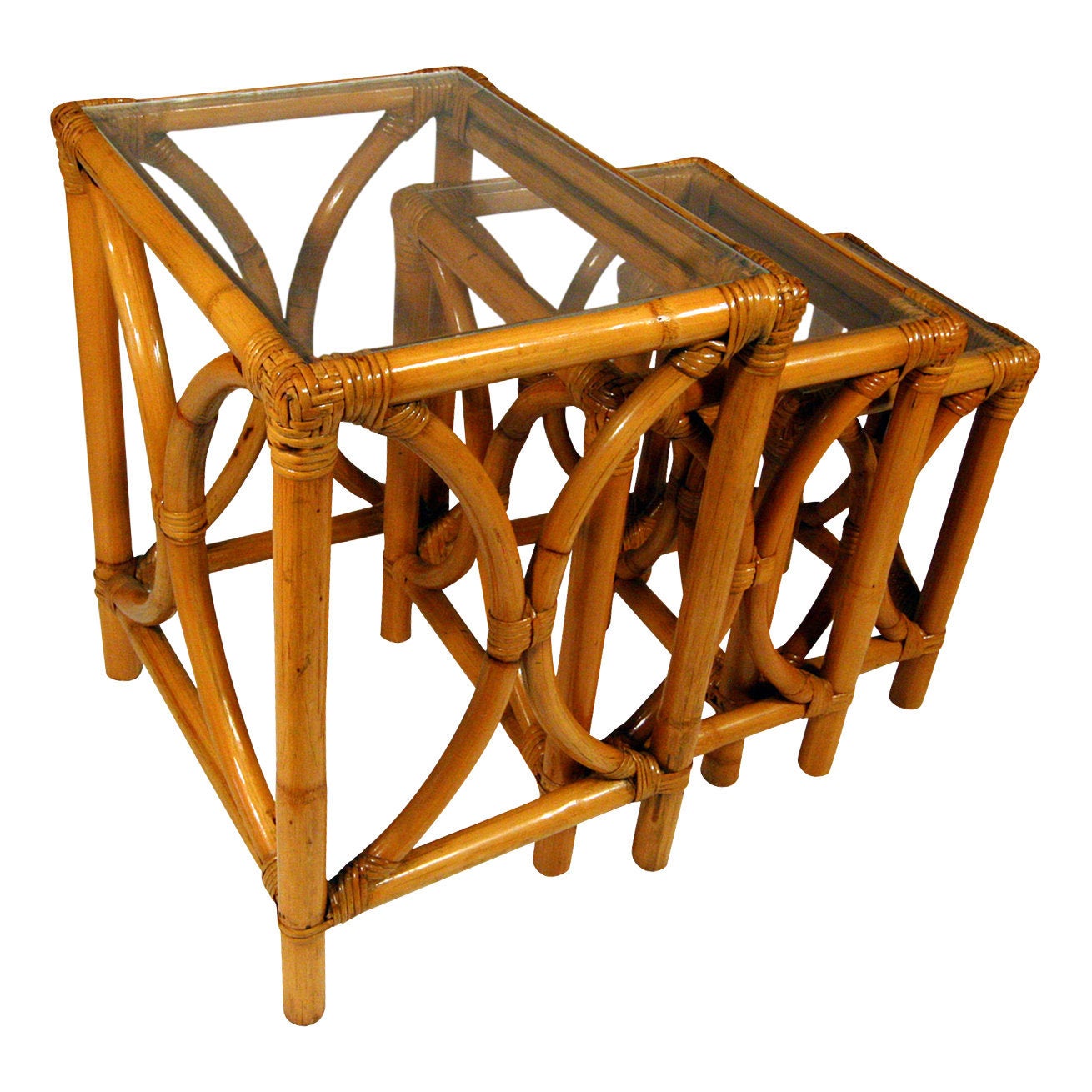 Set of 3 Rattan Nesting Side Tables at 1stDibs | rattan nesting tables ...