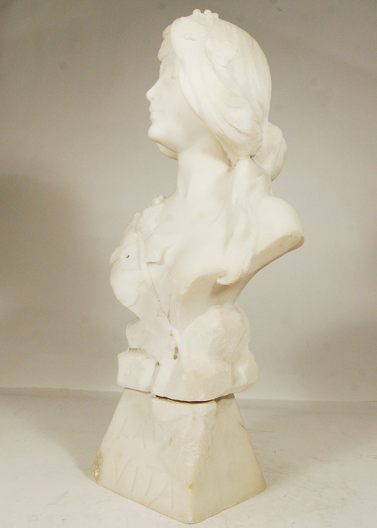 Victorian Female Bust Entitled "The Life" in Hand Carved Alabaster at ...