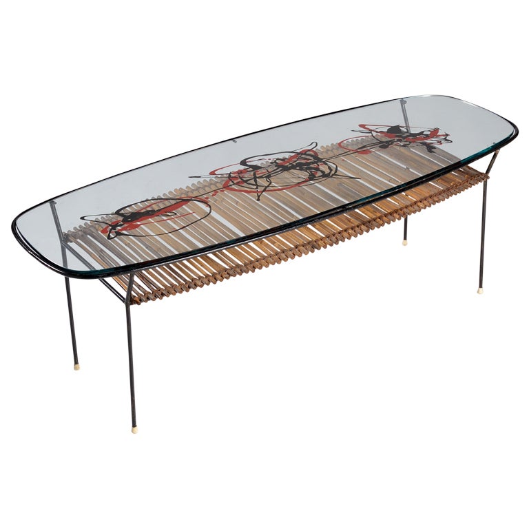 Exquisite Hand Painted Unique Low Table at 1stDibs