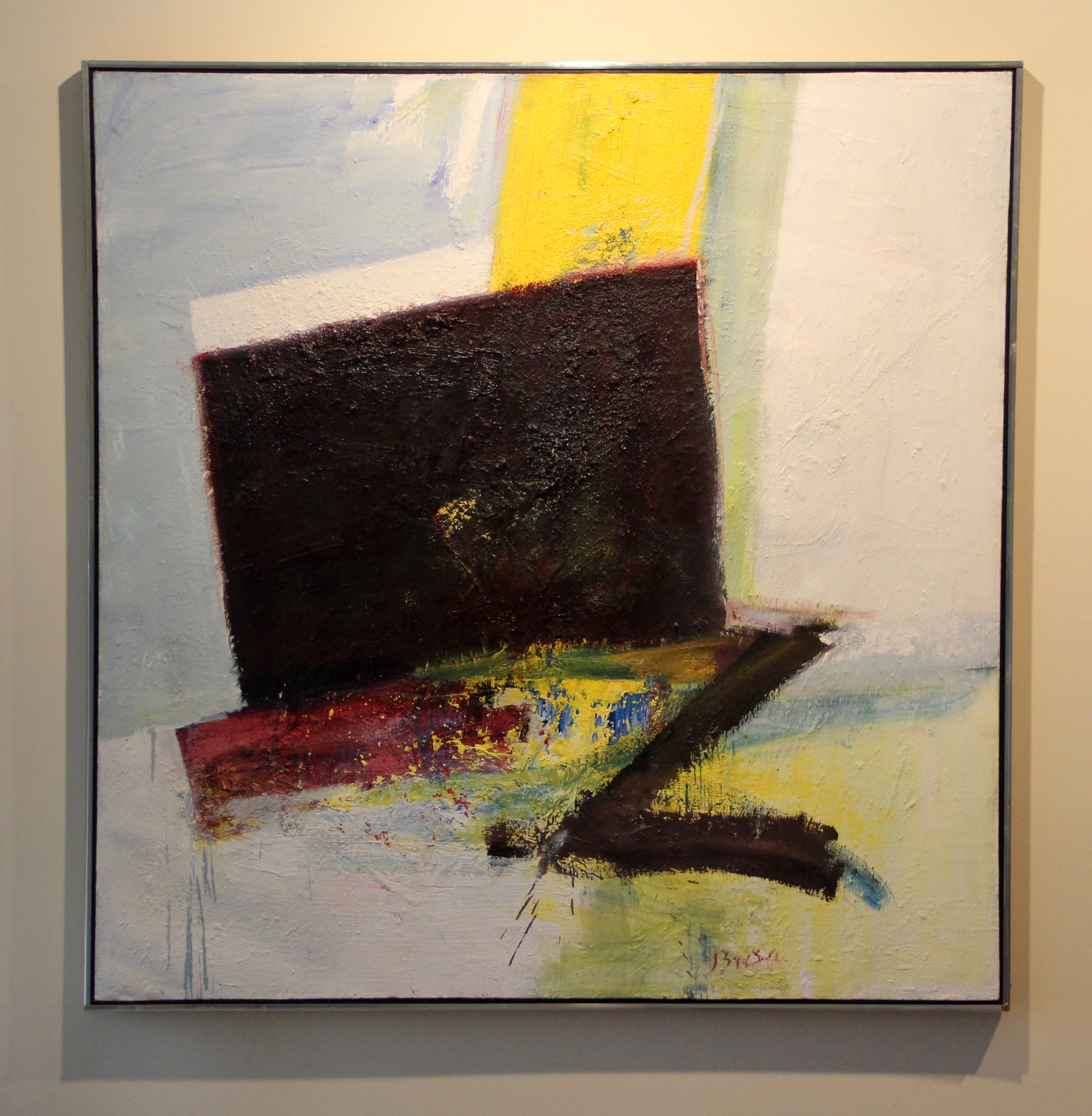 Peter Busa Mid-Century Abstract Oil on Canvas dated 1958 "Green Based ...