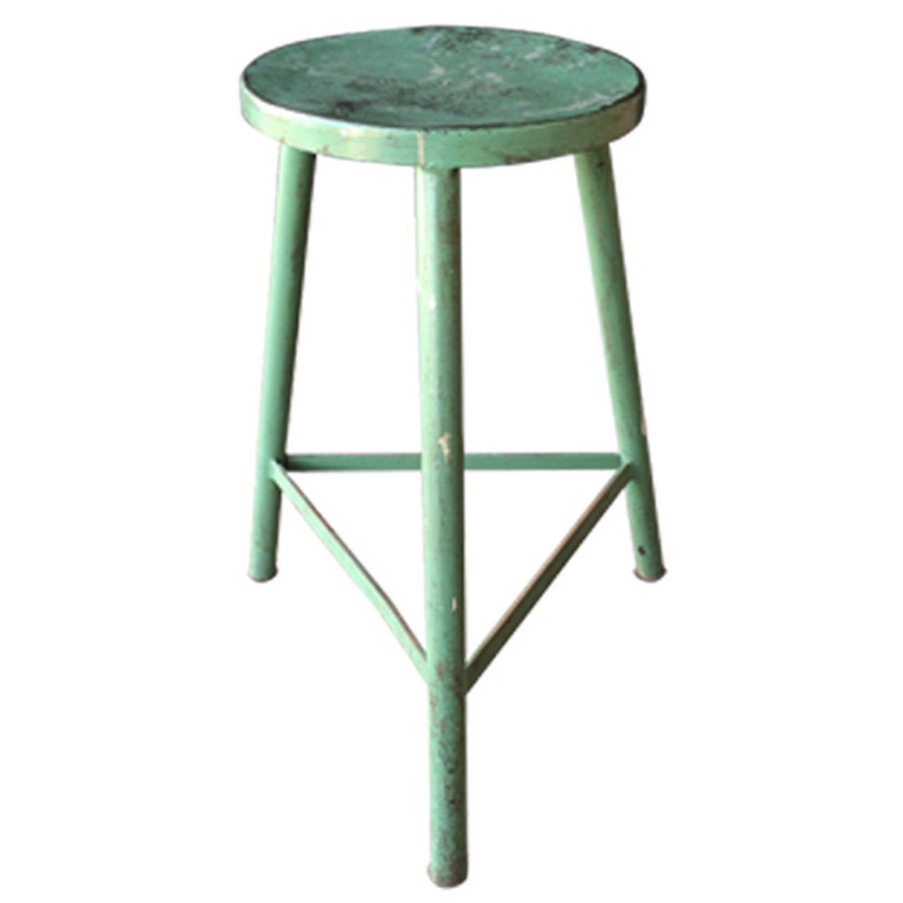 Vintage Industrial Metal Stools with Original Paint For Sale at 1stDibs