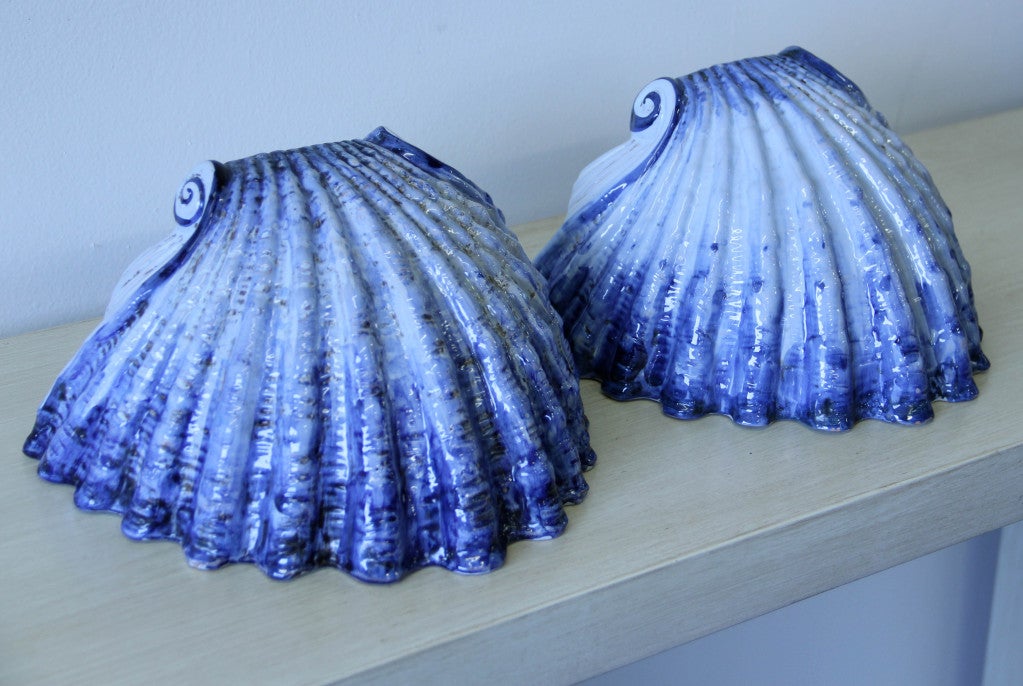 Italian Shell Form Pottery Wall Pockets Sconces at 1stDibs