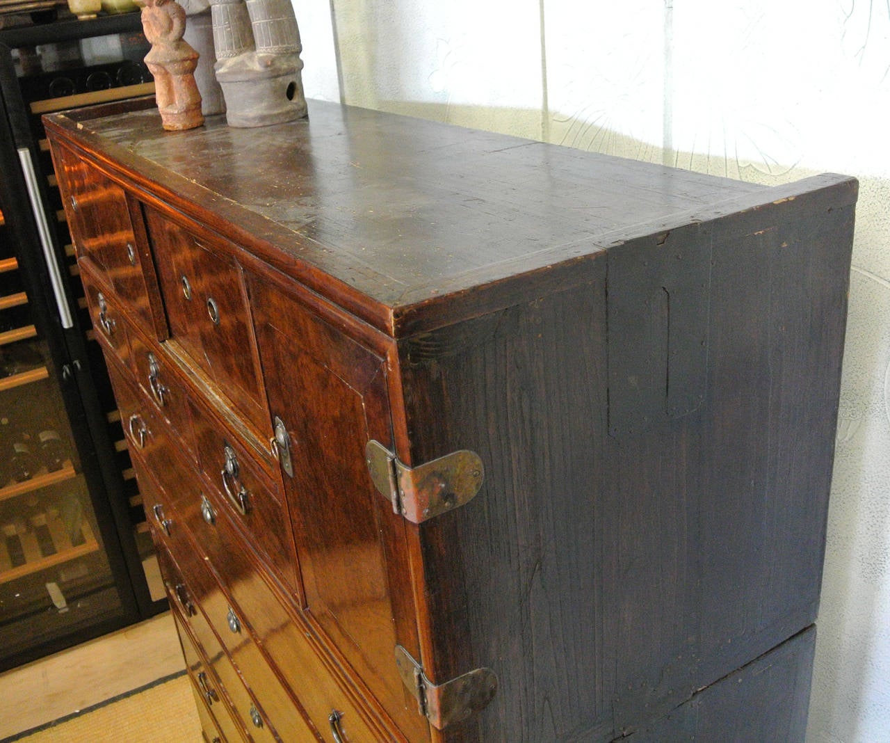 Antique Meiji Exotic Wood Japanese Sendai Tansu Samurai Clothing Chest ...