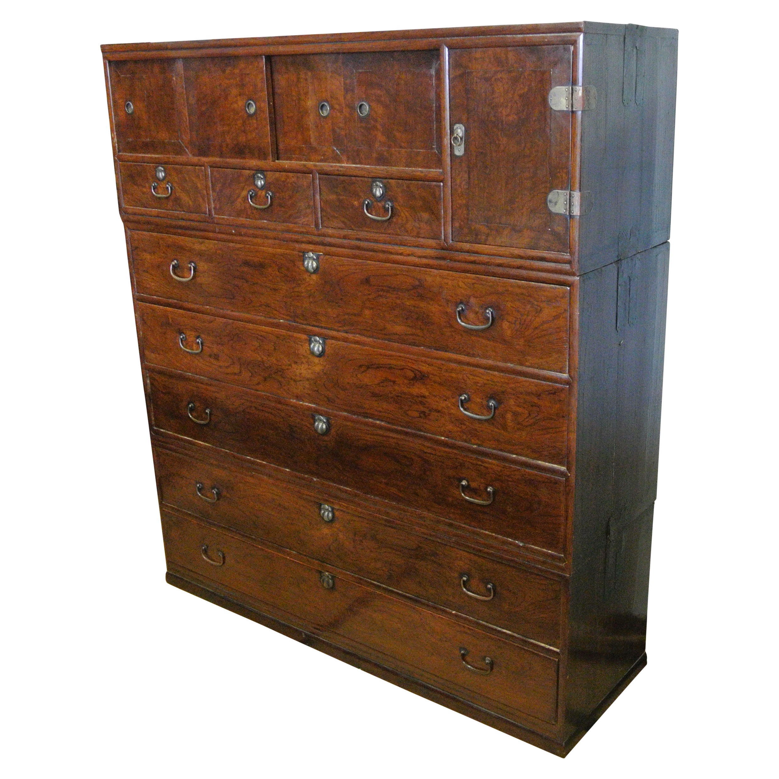 Antique Meiji Exotic Wood Japanese Sendai Tansu Samurai Clothing Chest ...