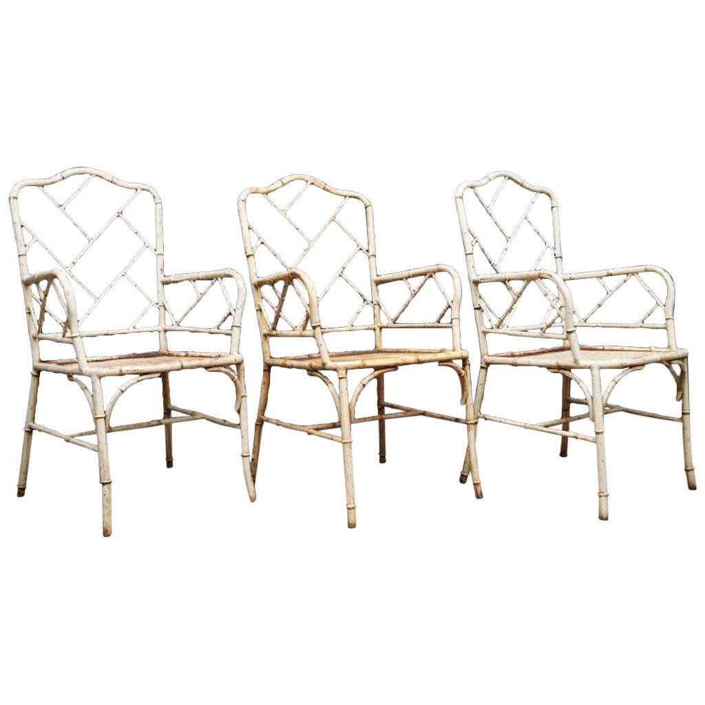 Pair of Steel Faux Bambo Chairs at 1stDibs