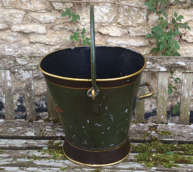 Antique Painted Pail or Scuttle For Sale at 1stDibs