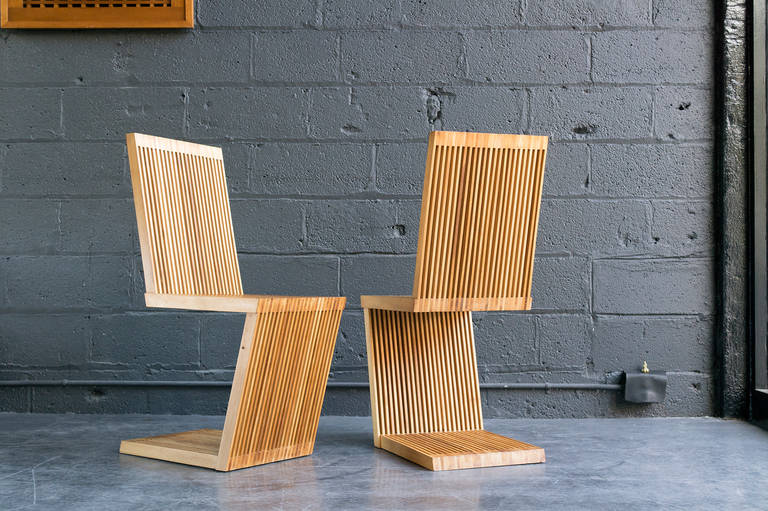 Pair of Slatted Chairs at 1stDibs
