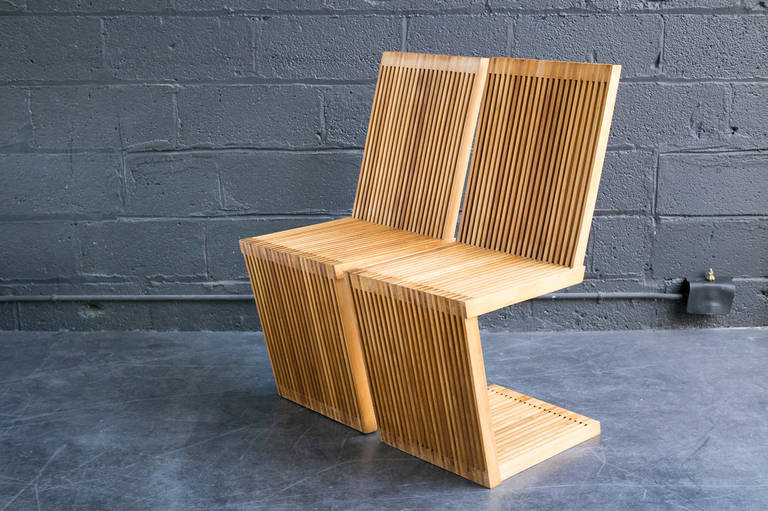 Pair of Slatted Chairs at 1stDibs