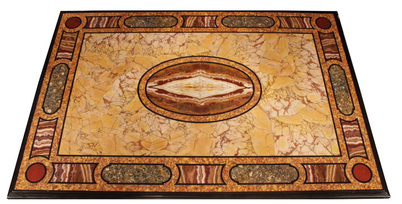 Italian 19th Century Pietra Dura Marble Plateau Coffee Table at 1stDibs