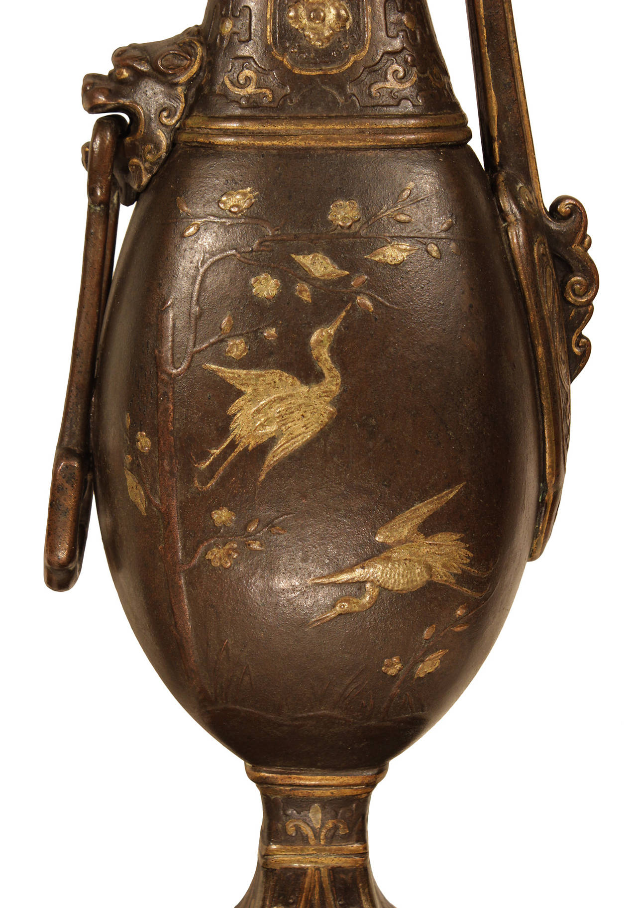 French 19th Century Renaissance Style Patinated Bronze Ewers with Gilt ...