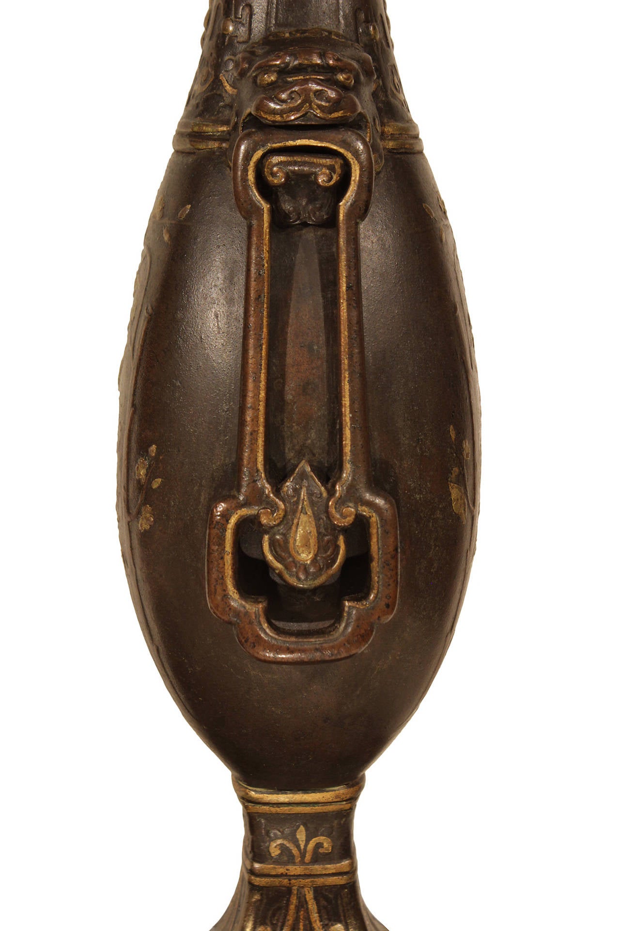 French 19th Century Renaissance Style Patinated Bronze Ewers with Gilt ...