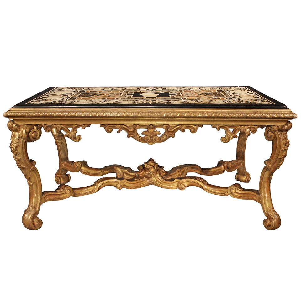 Italian 18th Century Scagliola Top on a 19th Century Giltwood Base at ...