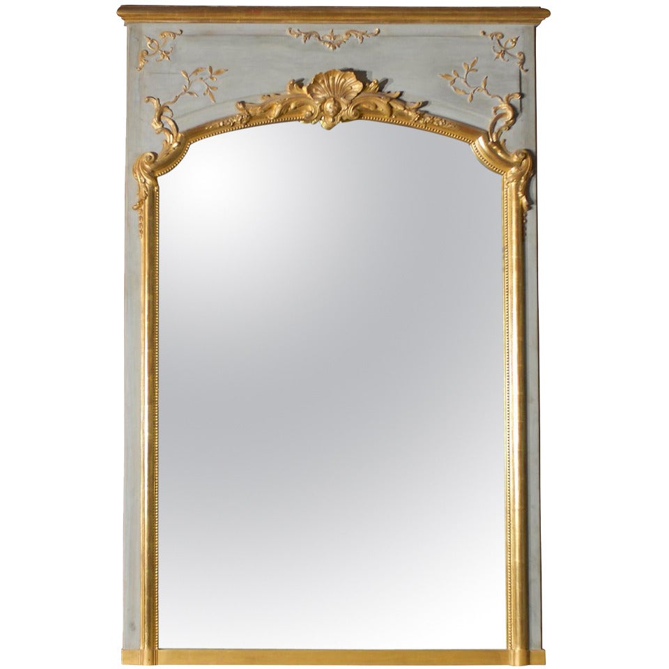 Early 20th c. Glazed and Gilded Louis XV style Trumeau For Sale at 1stDibs