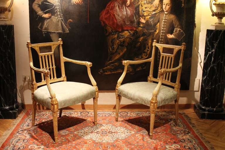 A Pair of Gilt and Lacquered Armchairs by Robert Adam (1728-1792). at ...