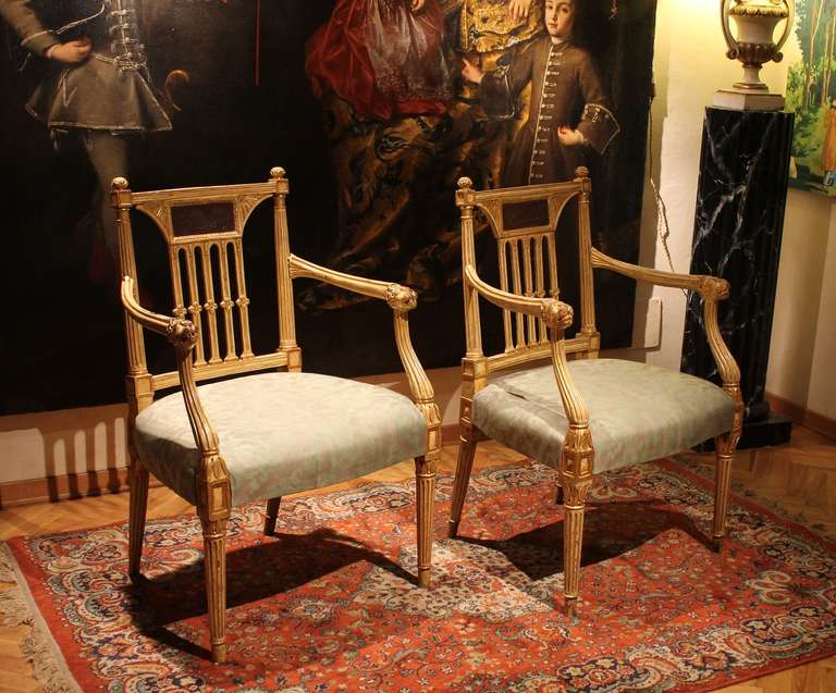 A Pair of Gilt and Lacquered Armchairs by Robert Adam (1728-1792). at ...