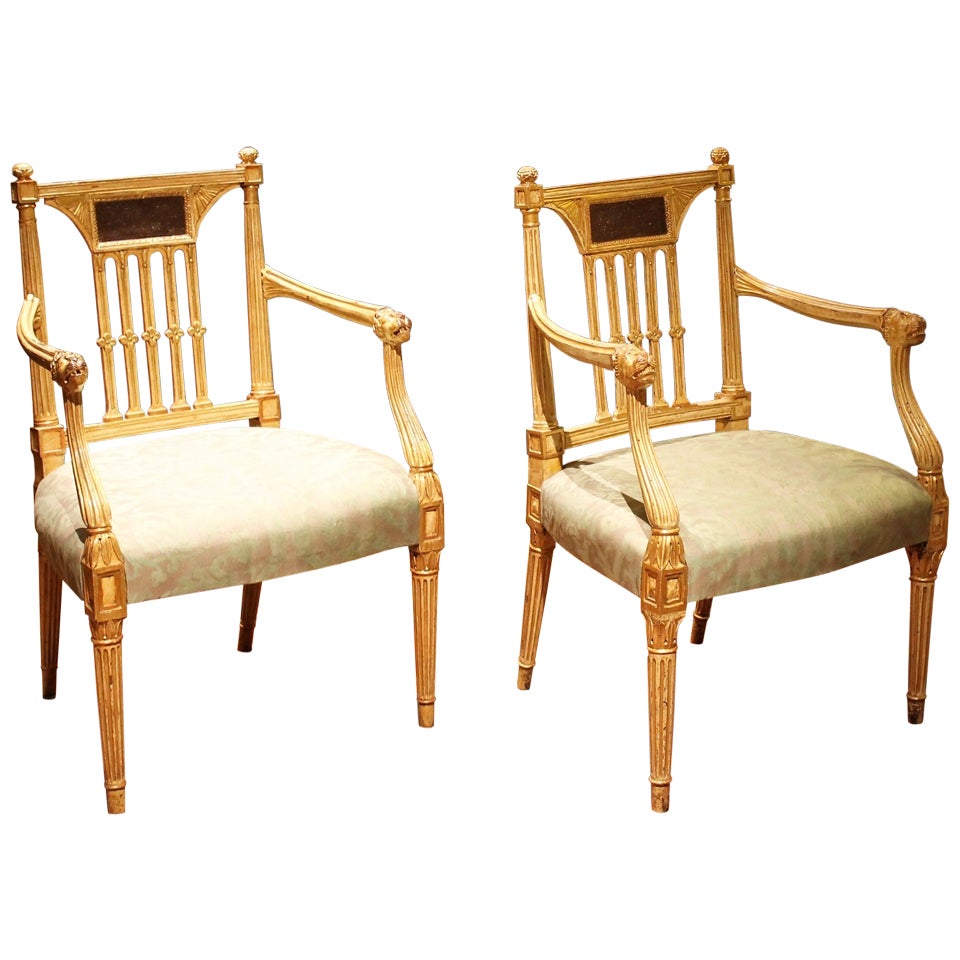 A Pair of Gilt and Lacquered Armchairs by Robert Adam (1728-1792). at ...