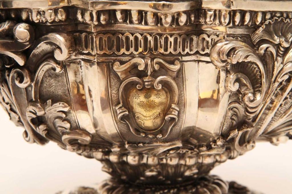 19th Century Italian Baroque Style Silver Centerpiece Bowl or Soup ...