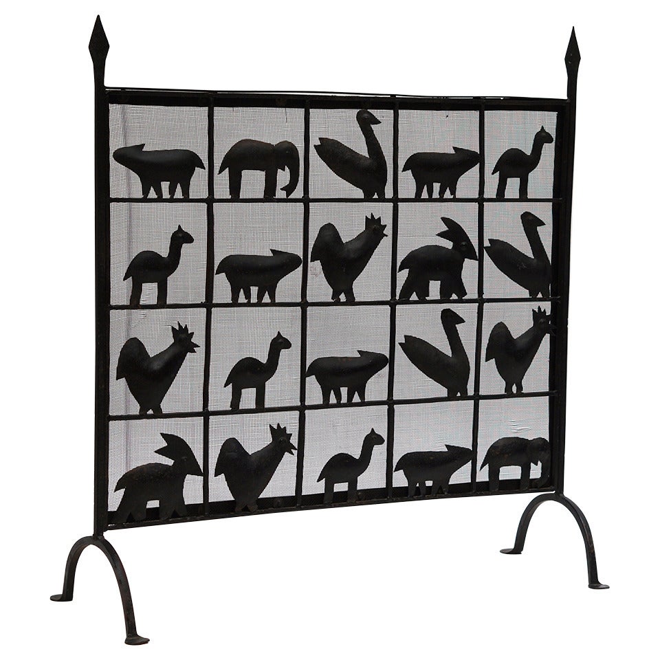 Modern Style Cast Iron Fire Screen at 1stDibs