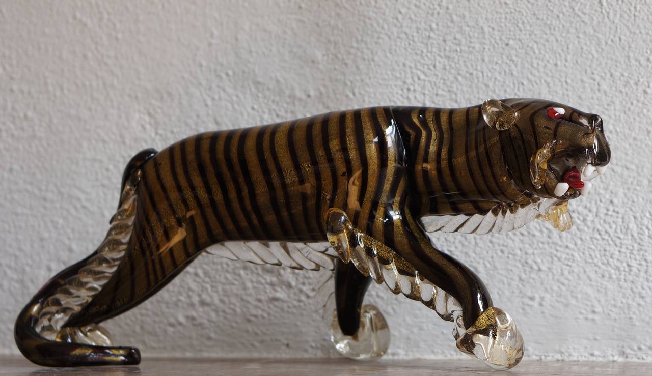 Rare Large Italian Murano Art Glass Tiger Sculpture For Sale at 1stDibs ...