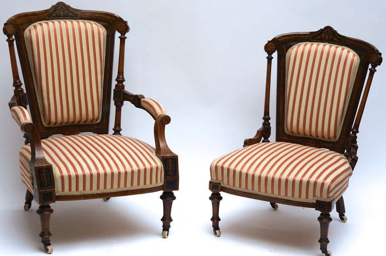 Refined Set of Two Victorian Low Chairs For Sale at 1stDibs