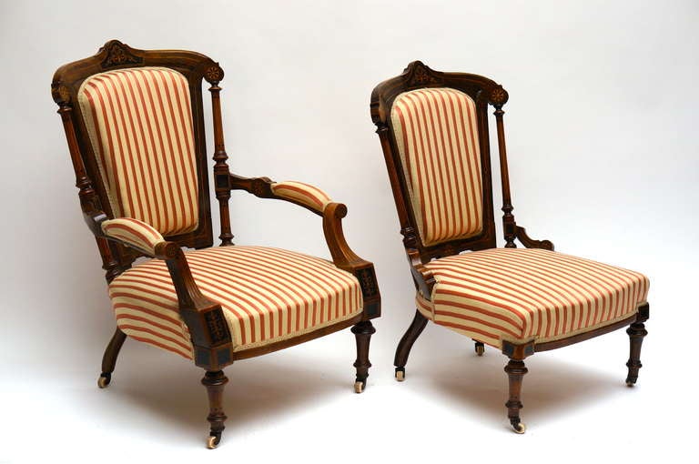 Refined Set of Two Victorian Low Chairs For Sale at 1stDibs