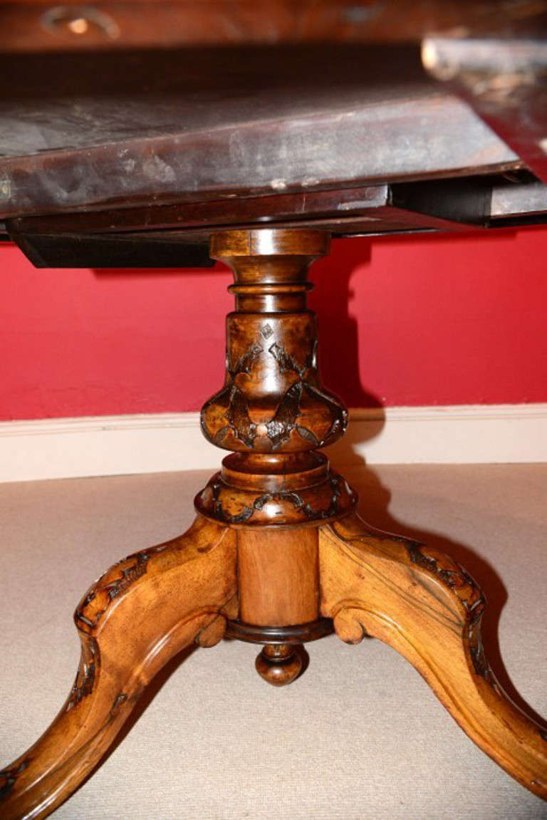 Antique Victorian Burr Walnut Marquetry Loo Table c.1860 at 1stDibs