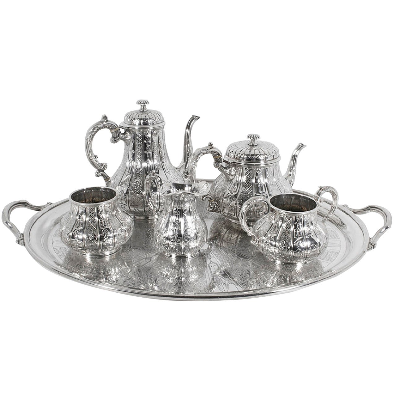 Antique English Victorian Silver Plate 6 Piece Tea Set at 1stDibs