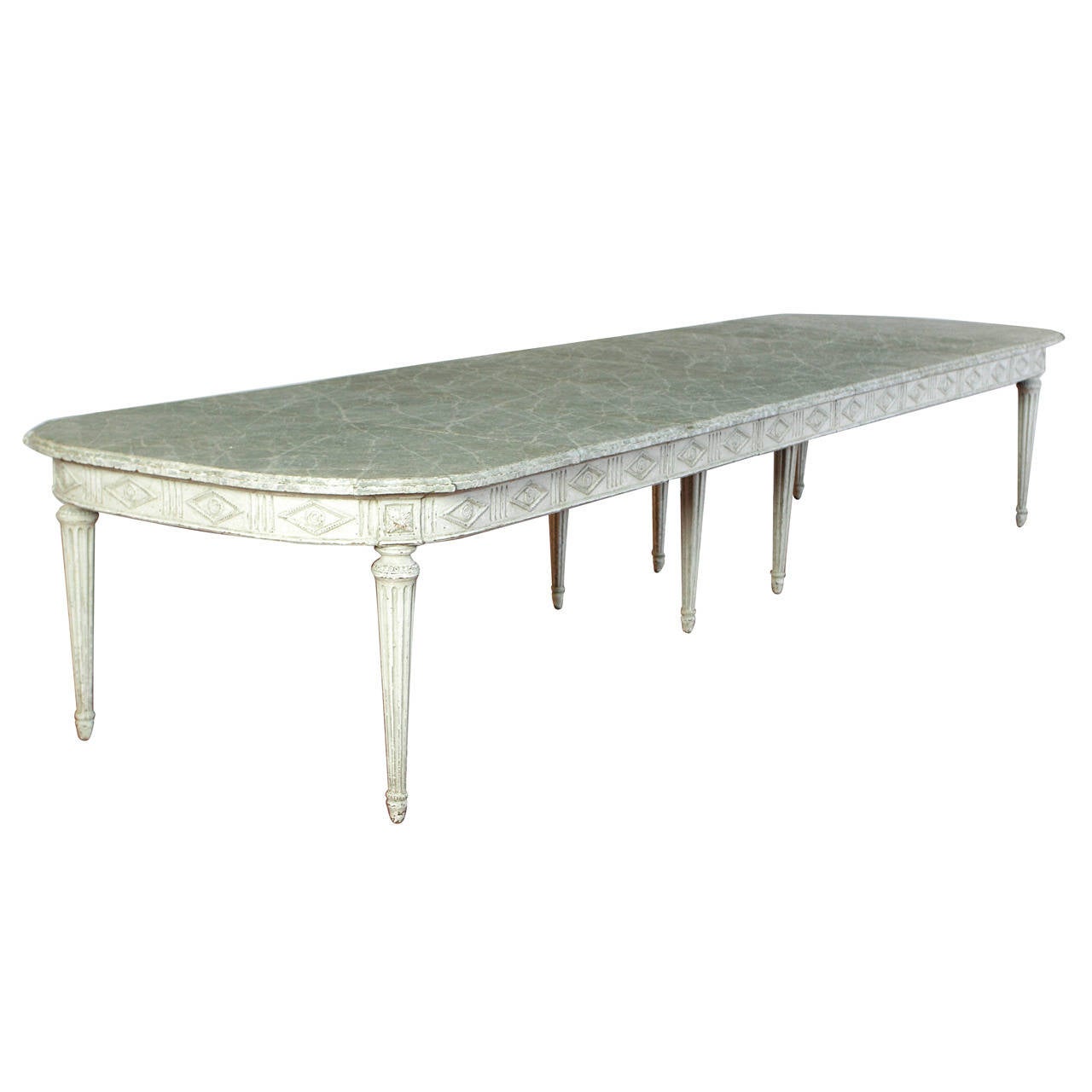 Large Antique 19th Century French Louis XVI Painted Dining Table with ...