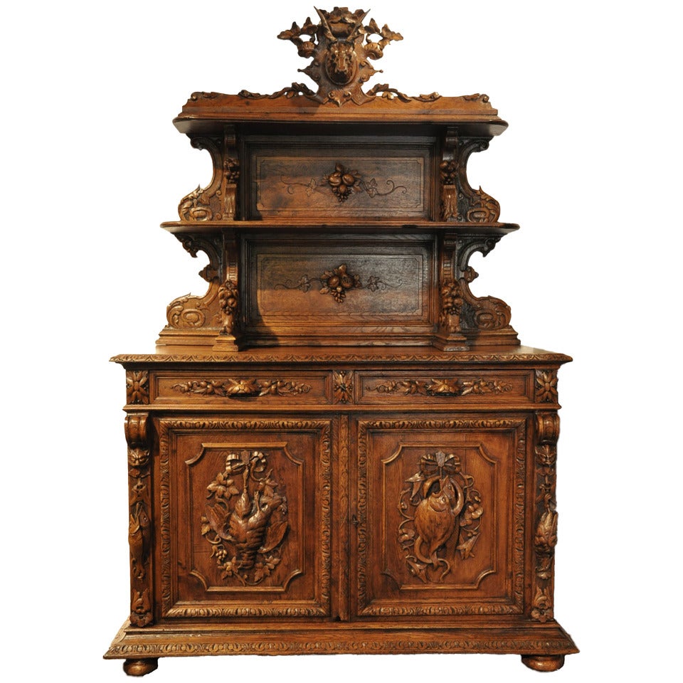 Antique Carved Hunting Black Forest Buffet Display Cabinet at 1stDibs ...