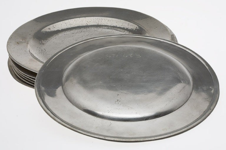 Set of Four Matched English Polished Pewter Plates, 18th Century For ...