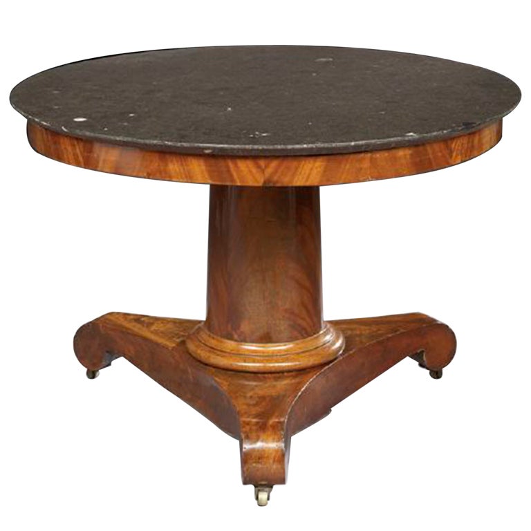American Late Classical Mahogany Circular Center Table with a Marble ...
