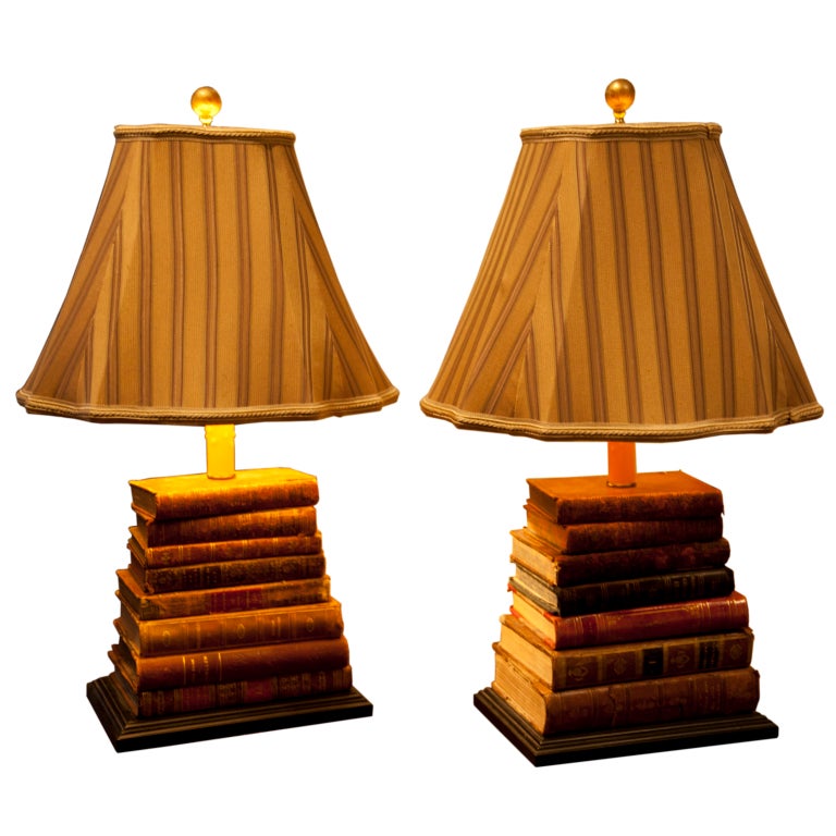 Pair of 18th and 19th Century Antique Books Mounted as Lamps at 1stDibs