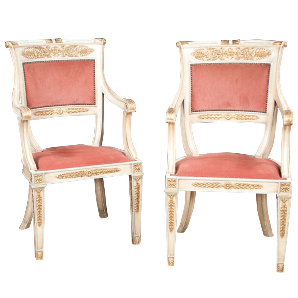 19th Century Set of Eight English Gilt and Painted Decoration Chairs ...