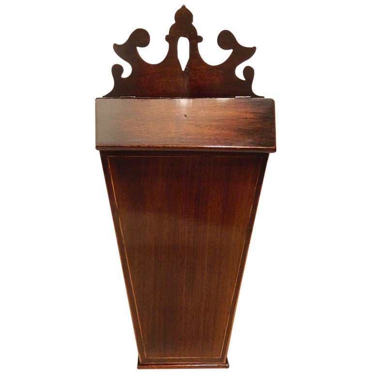 English Mahogany Inlaid Wall Hanging Candle Box at 1stDibs
