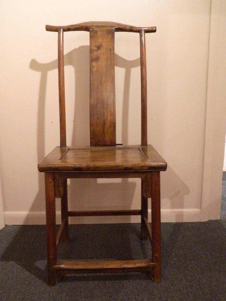Pair of Chinese Elm Wood Spoon Chairs with S-Curved Back Splats at 1stDibs
