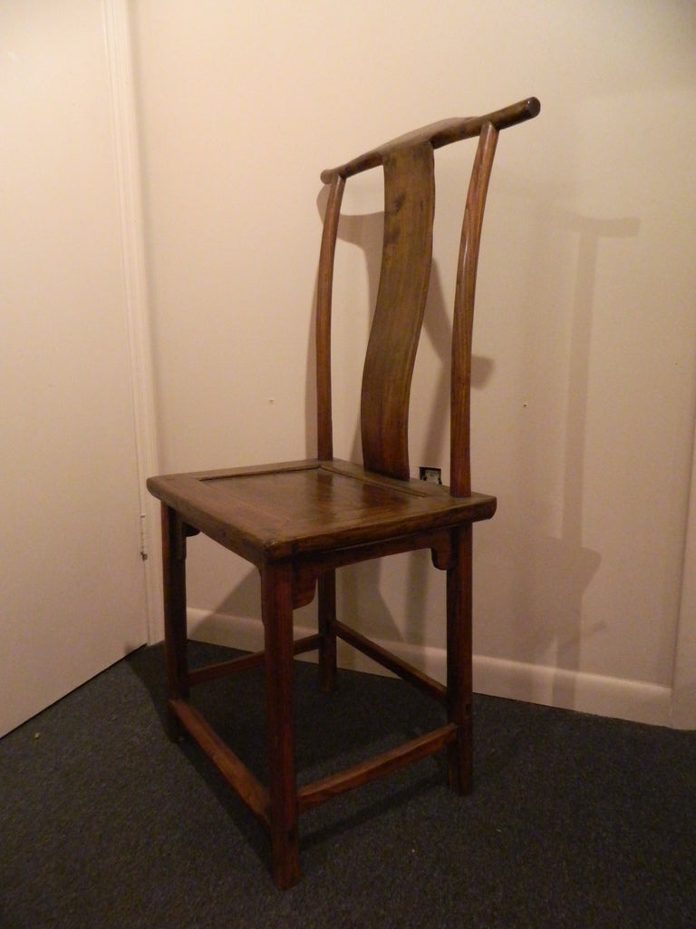 Pair of Chinese Elm Wood Spoon Chairs with S-Curved Back Splats at 1stDibs