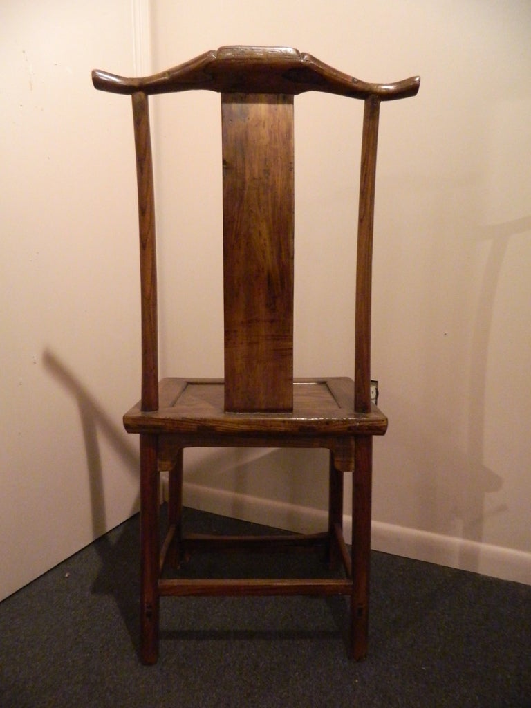 Pair of Chinese Elm Wood Spoon Chairs with S-Curved Back Splats at 1stDibs