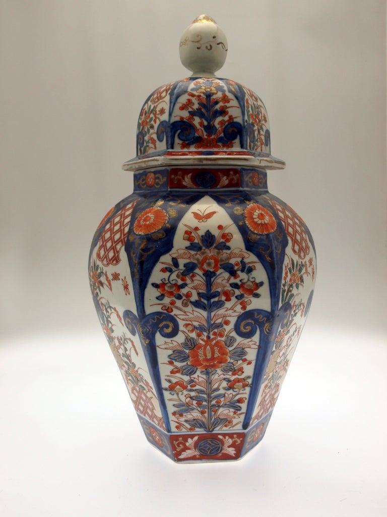 Pair of Imari Hexagonal Baluster Vases . Meiji Period (Mid 19th century ...