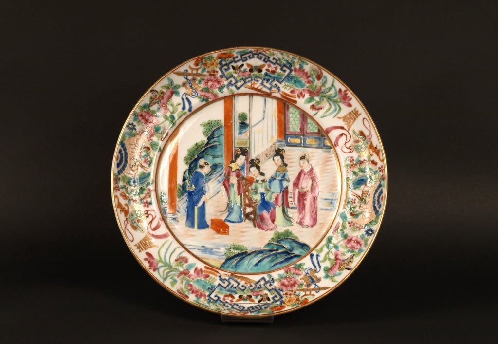 16 Cantonese Rose Mandarin Pattern Plates at 1stDibs
