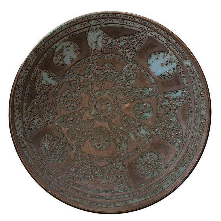 Blue and Graphite Ceramic Dish For Sale at 1stDibs