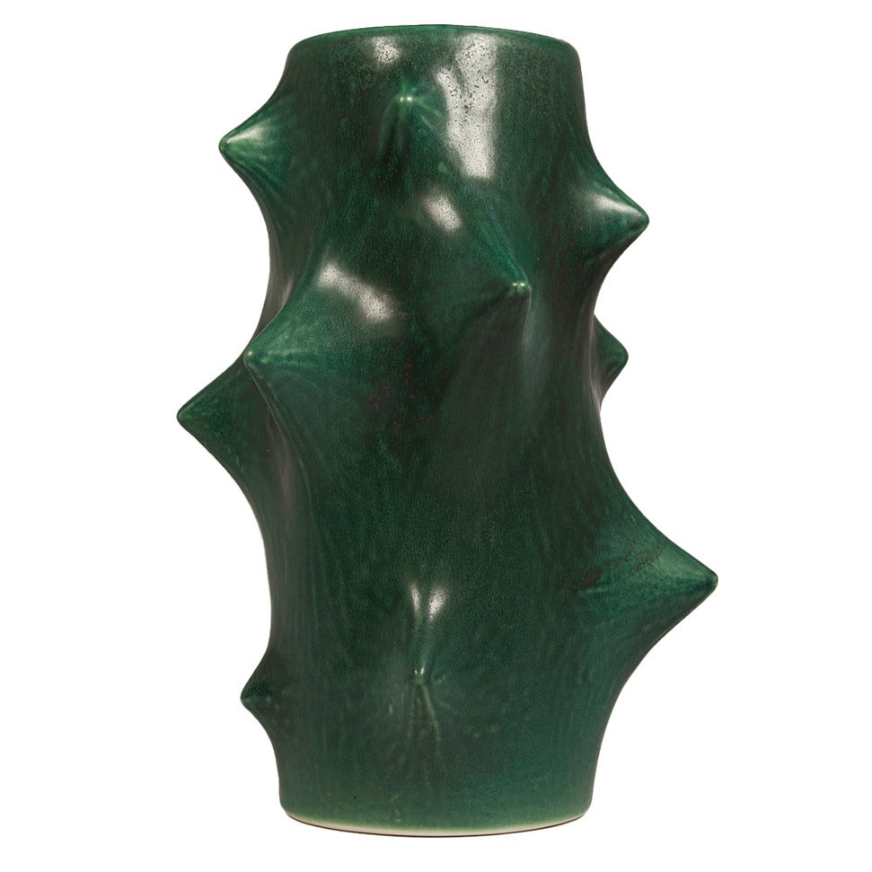 Midcentury Pair of Knud Basse Spikey Stoneware Vases for Michael ...