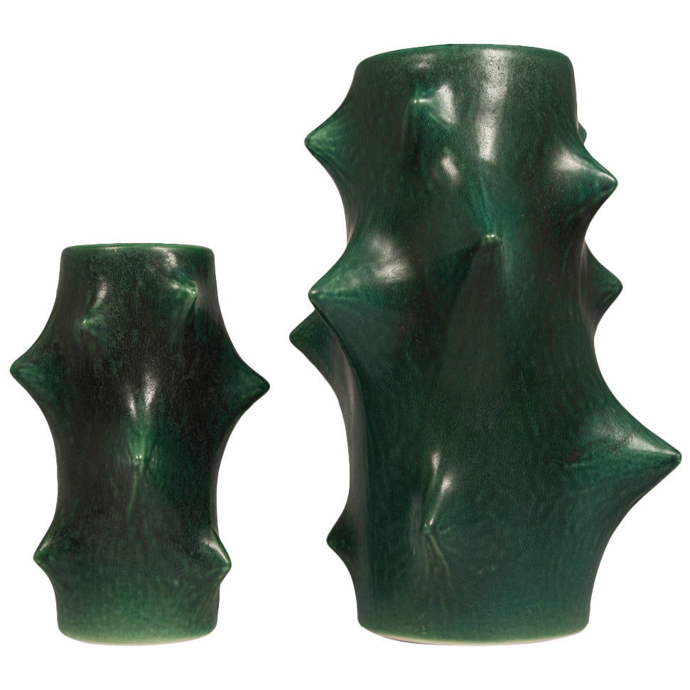 Midcentury Pair of Knud Basse Spikey Stoneware Vases for Michael ...