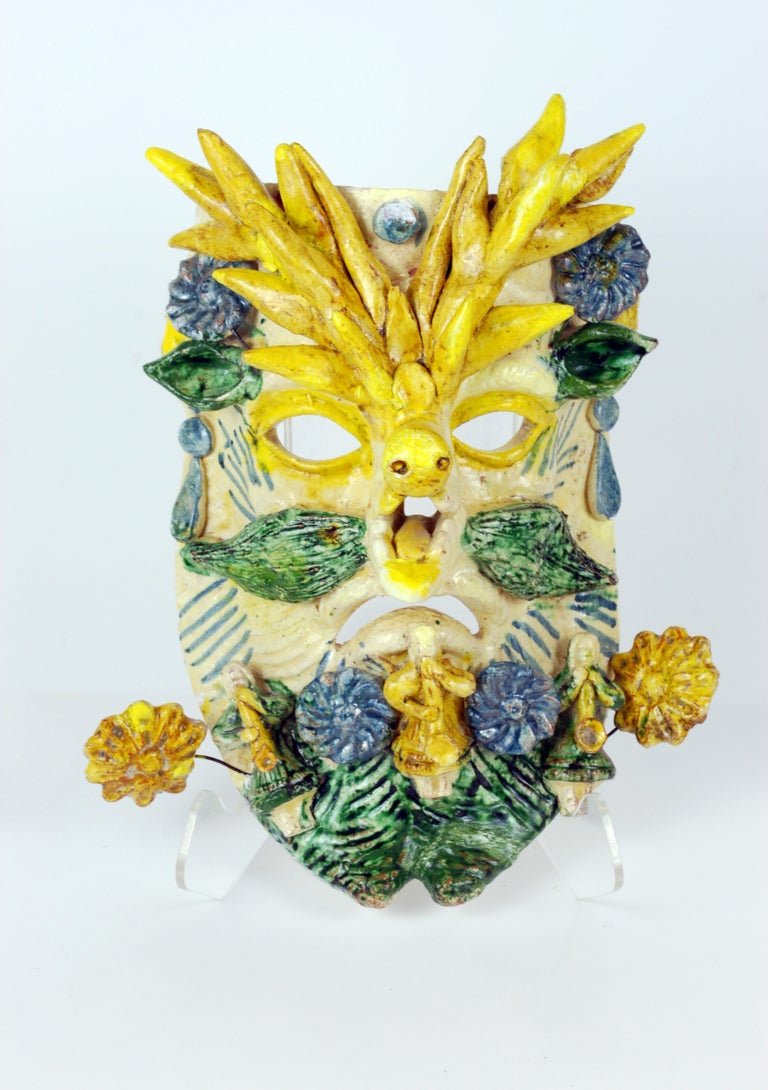 Mexican Ceramic Mask Metepec Soteno For Sale at 1stDibs