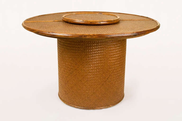 Round Wicker Dining Table by Gabriella Crespi, circa 1970, Italy at 1stDibs